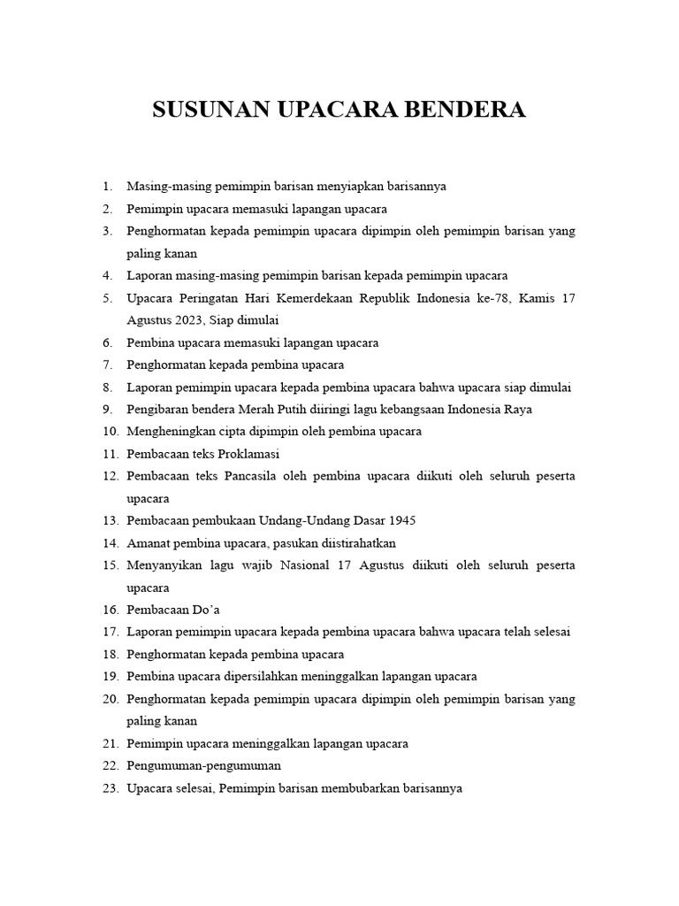 Susunan Upacara Bendera | PDF