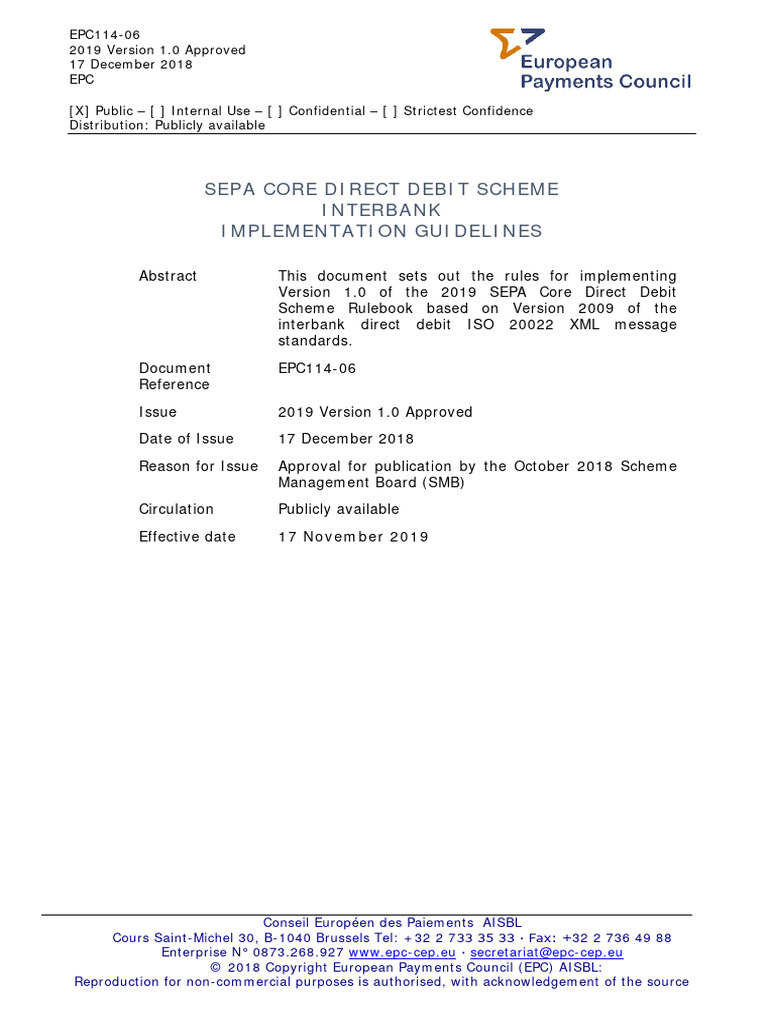EPC114-06 SDD Core Interbank IG 2019 V1.0 | PDF