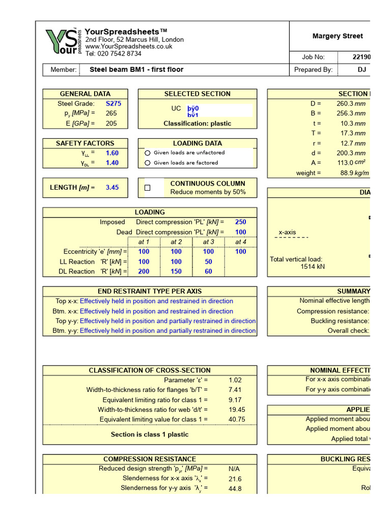 Steel Column Design Unproctect PDF Free | PDF