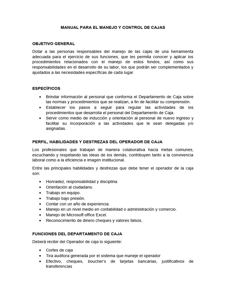 Manual para El Manejo y Control de Cajas | PDF | Contabilidad | Business