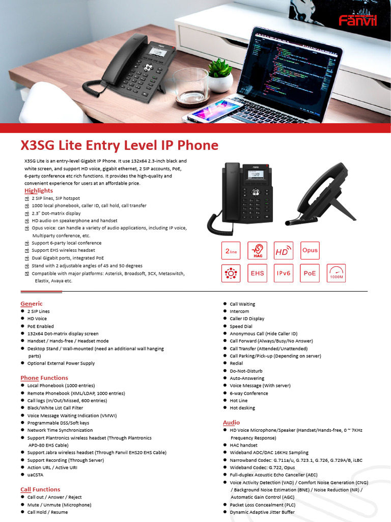 X3SG Lite Entry Level IP Phone-X3SG Lite Datasheet | Download Free PDF ...