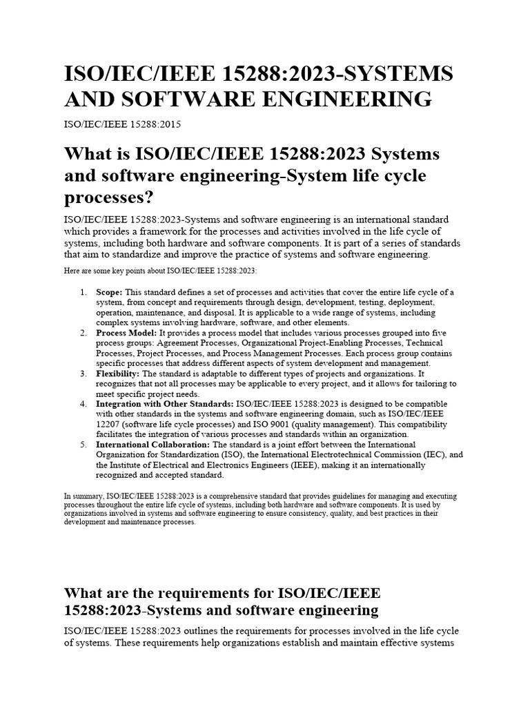 Iso 15288 2023-Systems and Software Engineering | PDF | Standardization ...