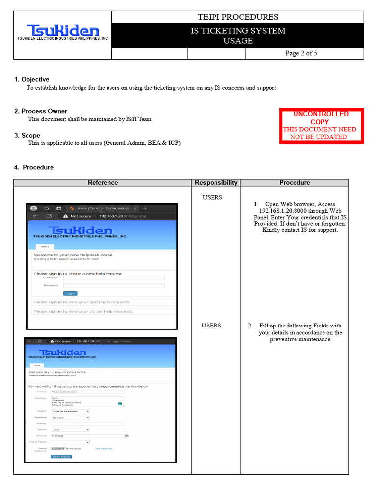 Is Ticketing System Procedure | PDF | Computer Network | Server (Computing)