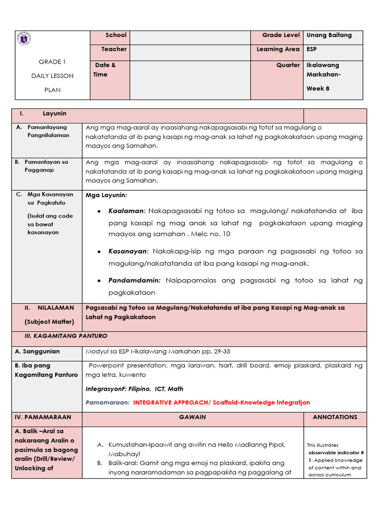 Cot Esp 1 Q2 W8 | PDF