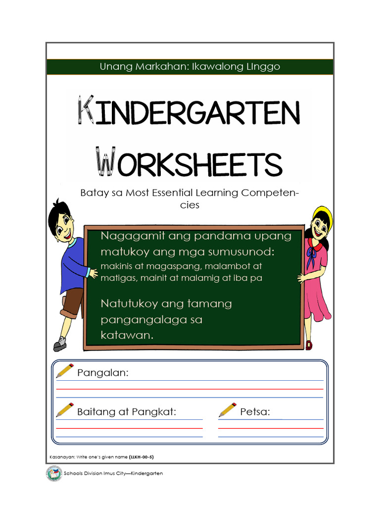 QUARTER-1 WEEK8 Worksheet - Kindergarten | PDF