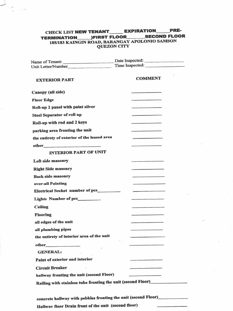 Rental Checklist | PDF
