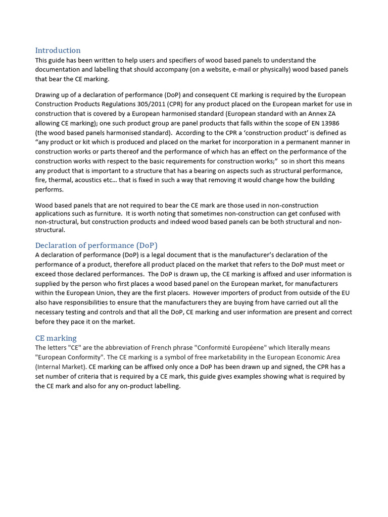 CE and DoP Guidance Document - WBPs - v2.1 - No Footer | PDF