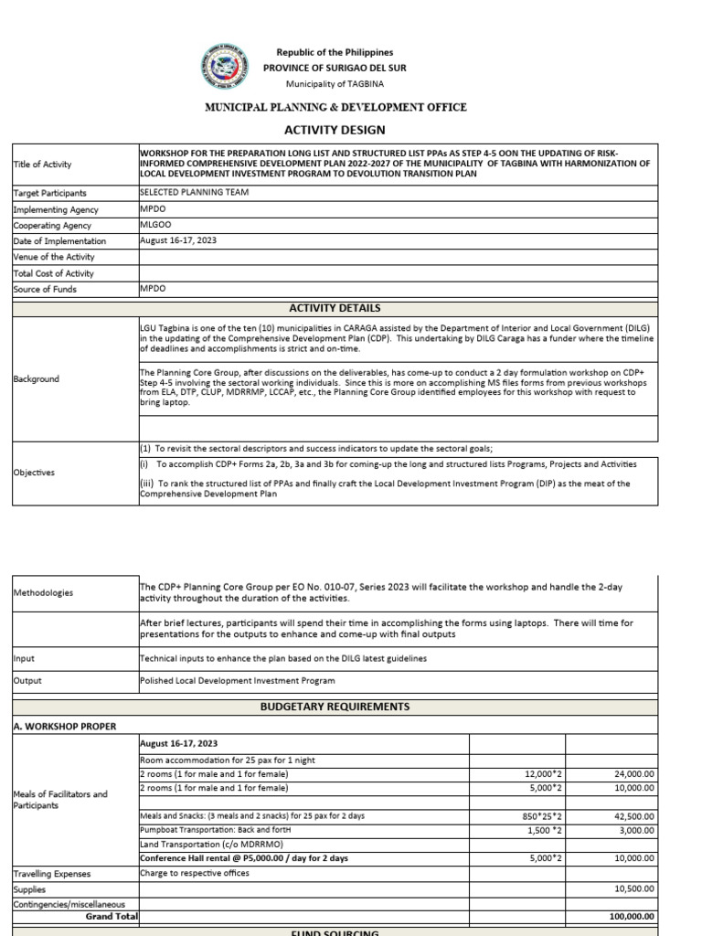 Activity Design - CDP Preparation Workshop | PDF