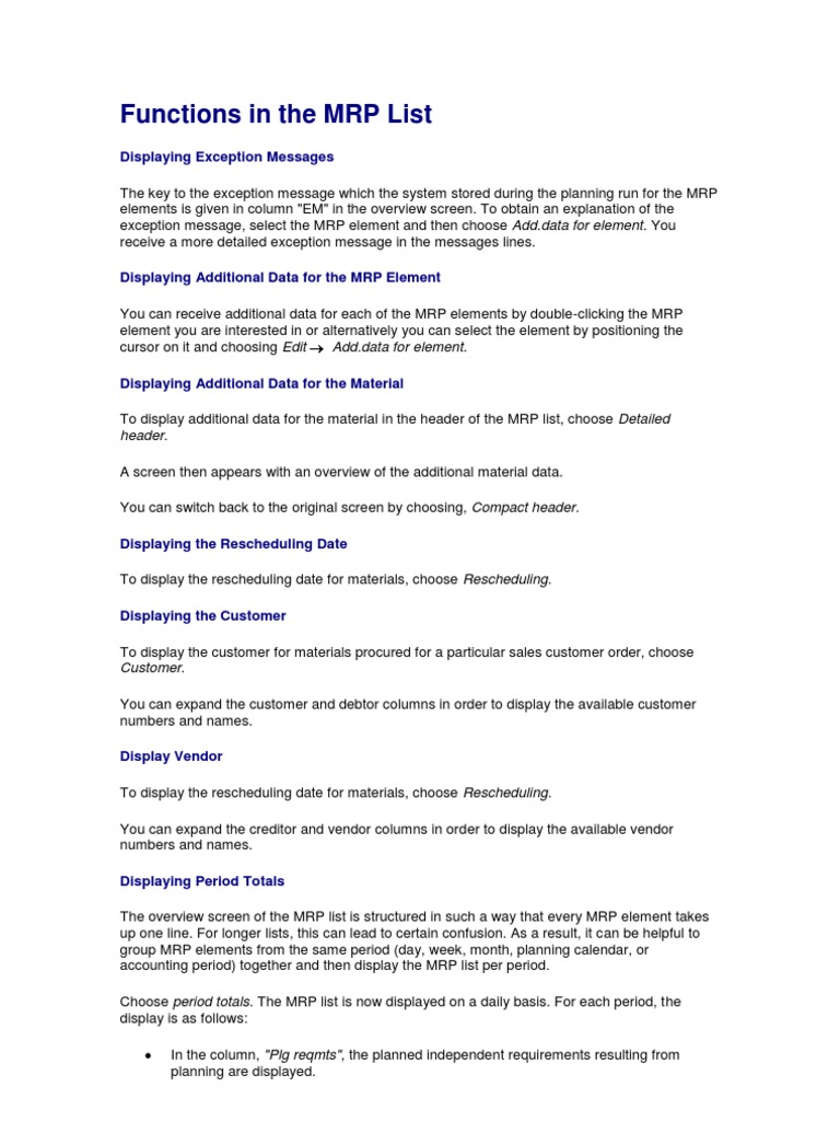 Functions in The MRP List | PDF | Stocks | Evaluation