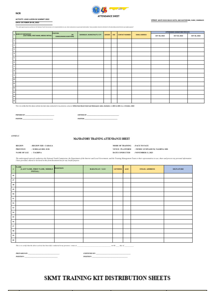 Annex C - Attendance Form | PDF | Envelope | Office Equipment