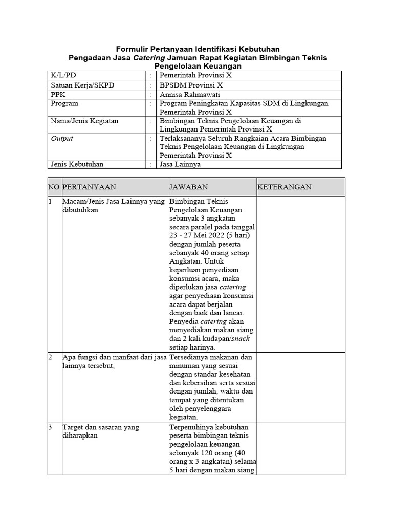 Lampiran 3 - Form Identifikasi Kebutuhan | PDF
