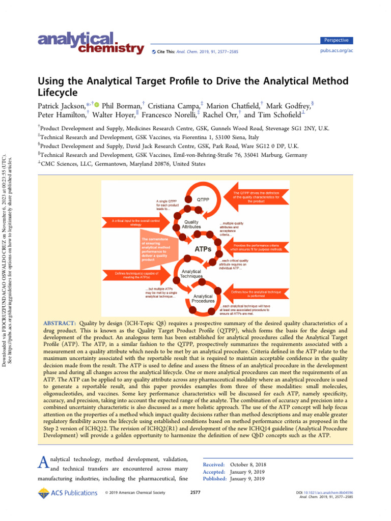 Jackson Et Al 2019 Using The Analytical Target Profile To Drive The ...