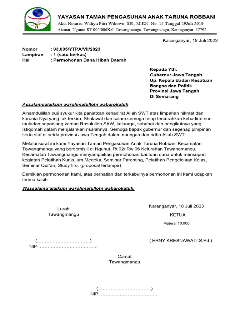 Surat Permohonan Gub | PDF