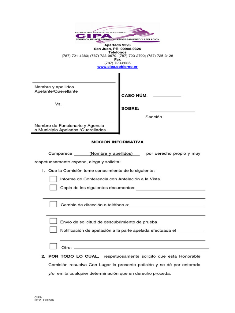 Moción Informativa | PDF | Derecho