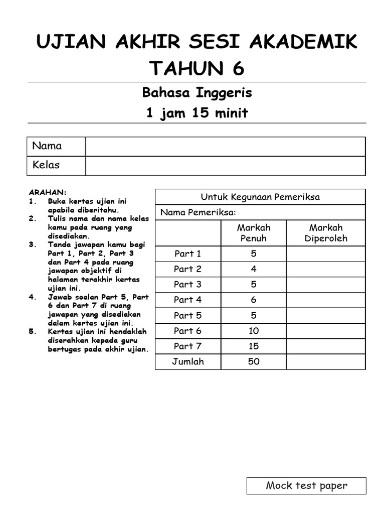 UASA BI Tahun 6 | PDF | Language Arts & Discipline