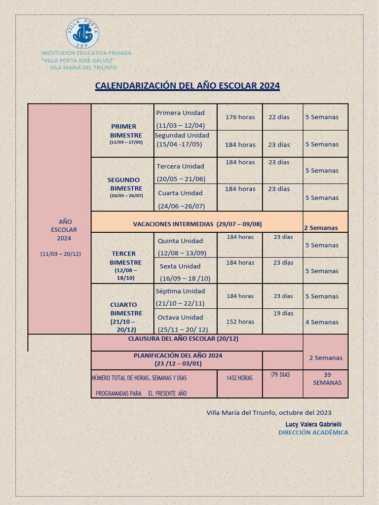CALENDarización 2024 | PDF