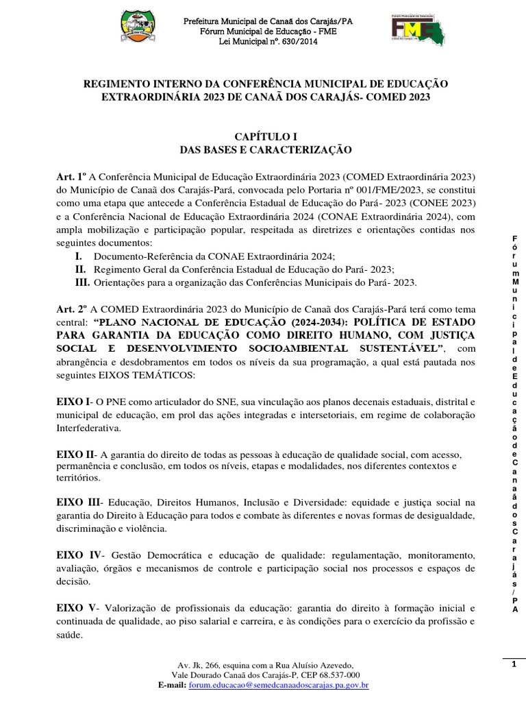 REG INTERNO DA CONFERENCIA 2023 - CANAÃ - Aprovado e Com Anexo - Pós ...