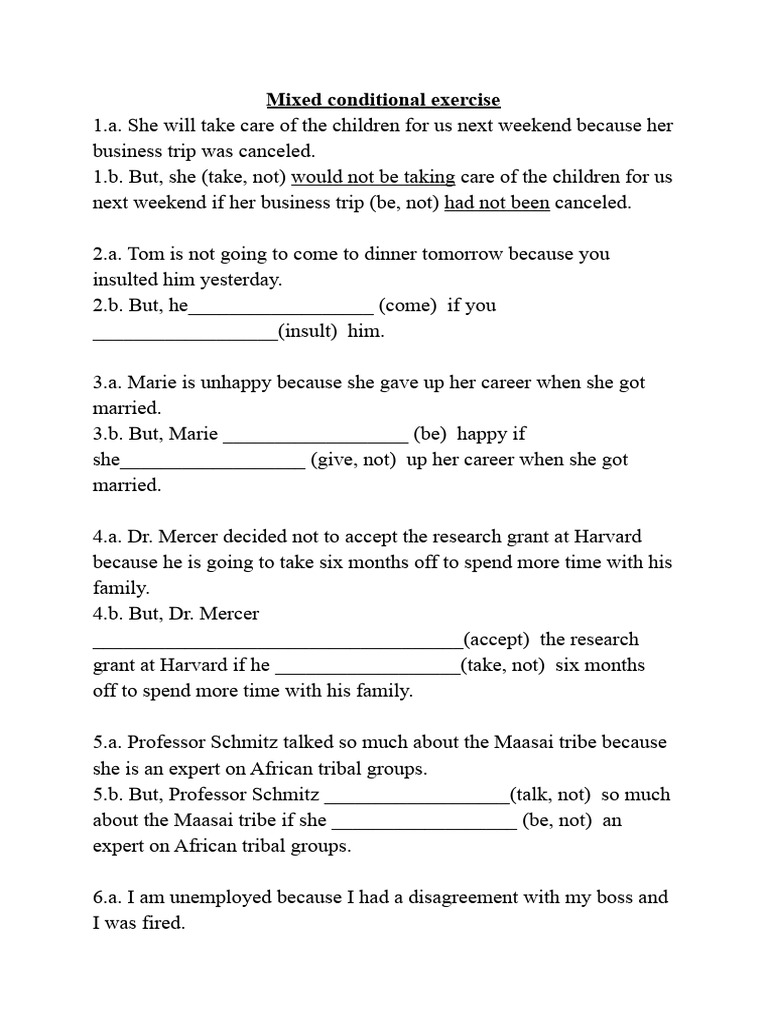 Mixed Conditional Exercise | PDF