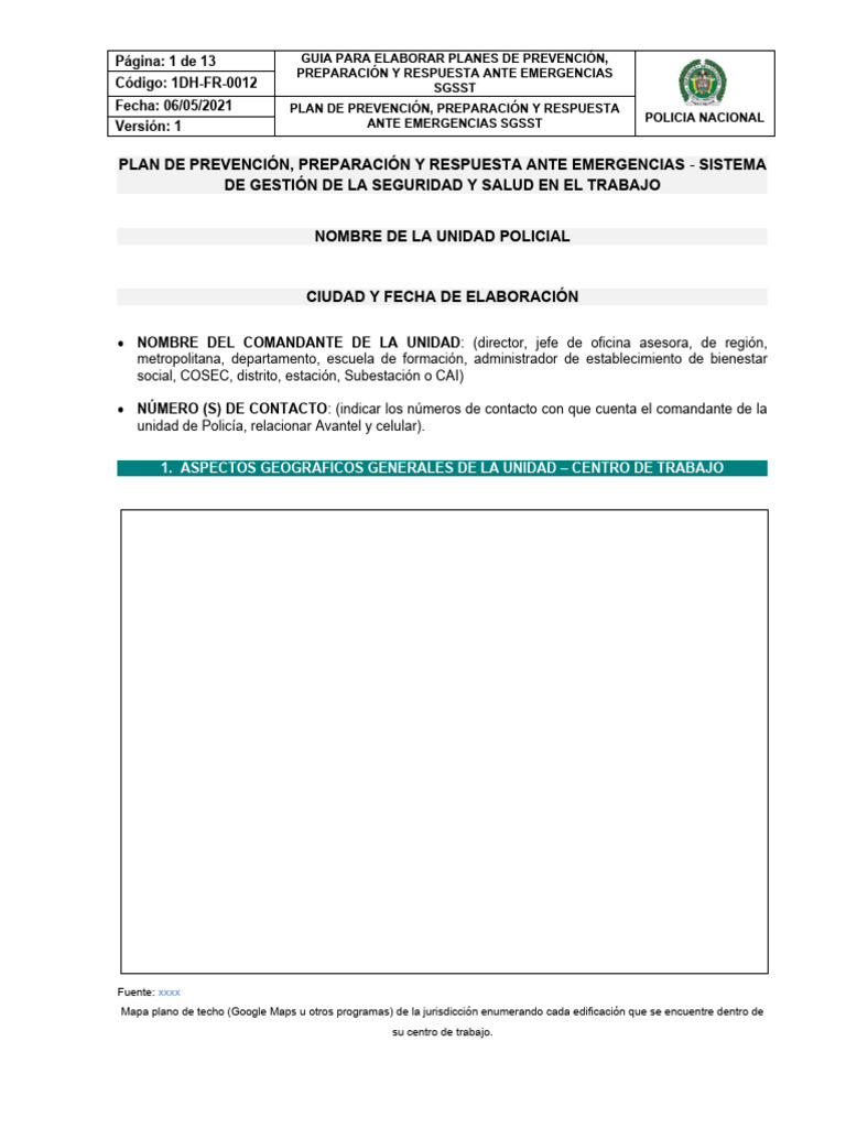 1DH-FR-0012 Plan de Prevención, Preparación y Respuesta Ante ...