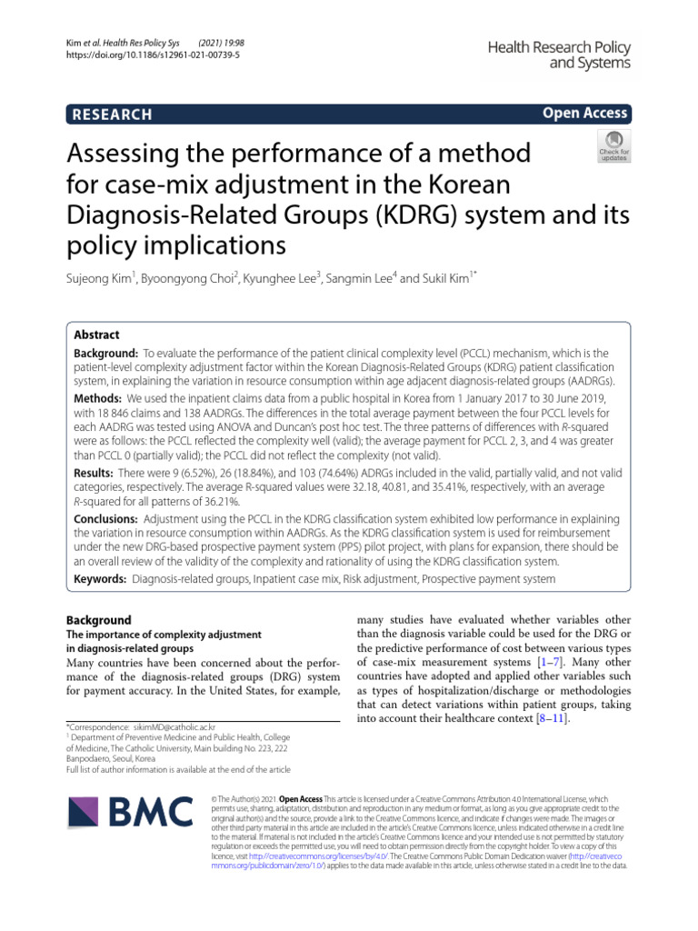 Assessing The Performance of A Method For Case-Mix Adjustment in The ...