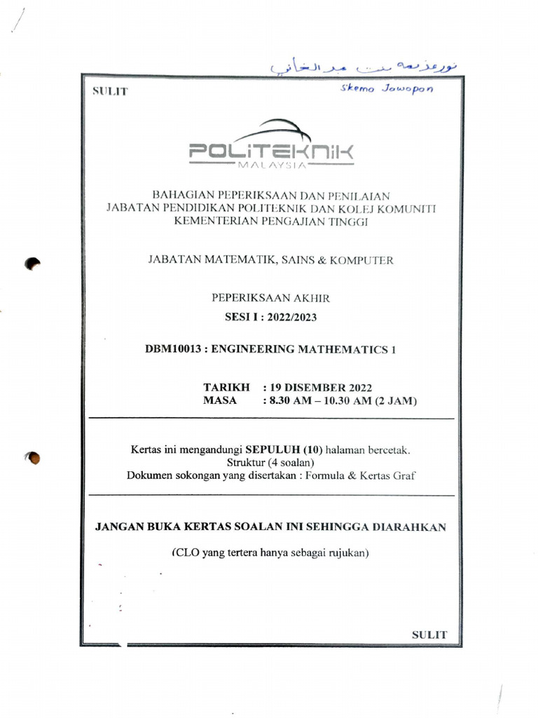 Skema Final Test Sample | PDF