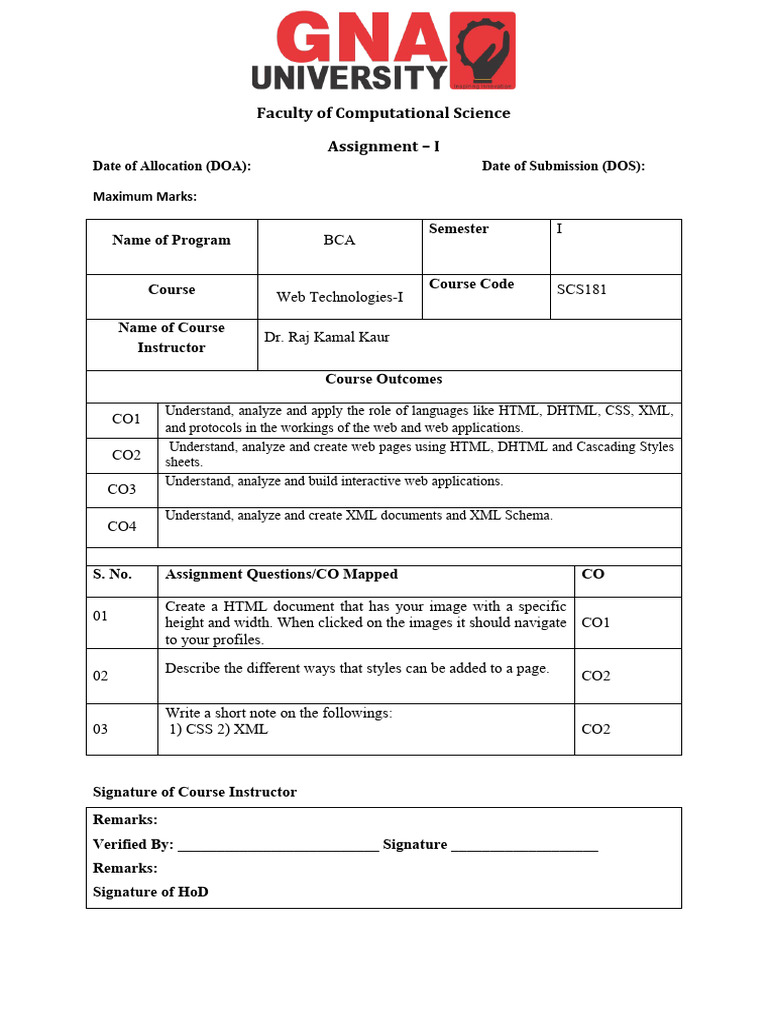 Assignment Bca 1 | PDF
