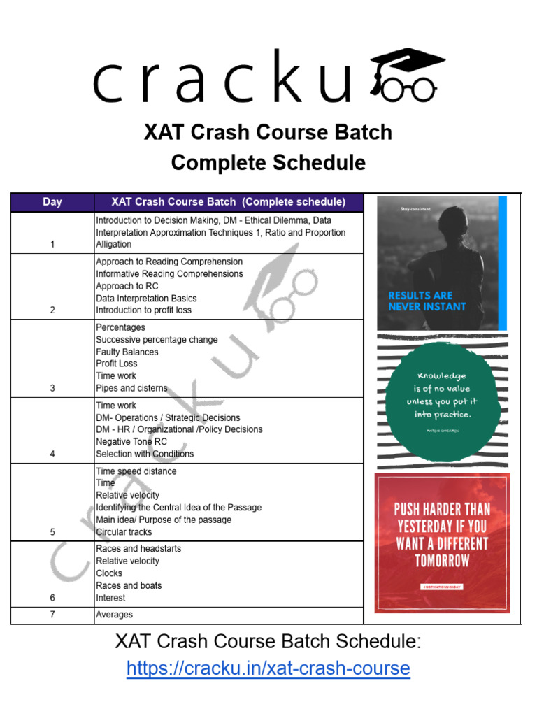 XAT Crash Course Batch Complete Schedule-1 | PDF