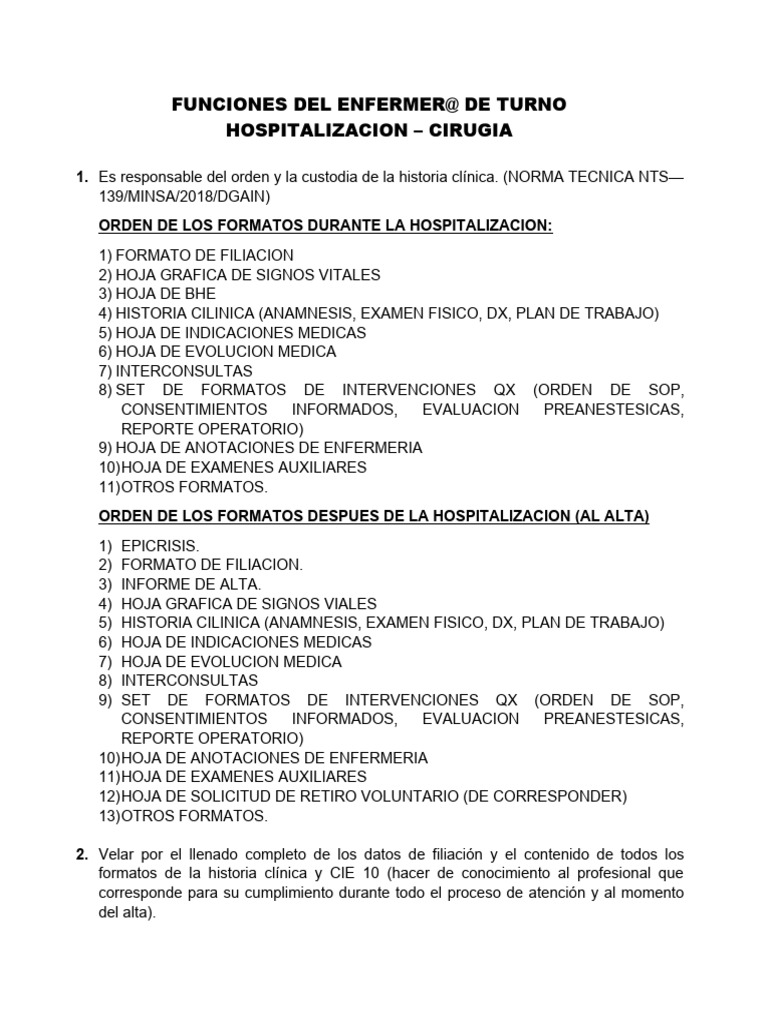 Actividades o Funciones de Enfermeria | PDF