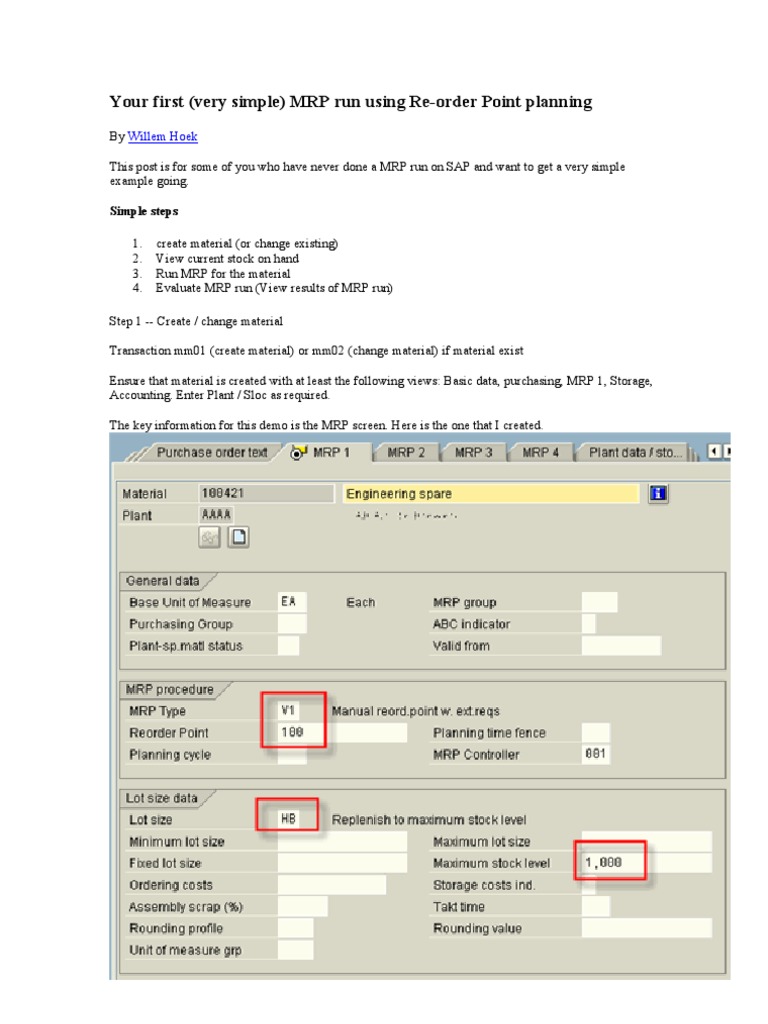 MRP Reorder Point Planning | PDF