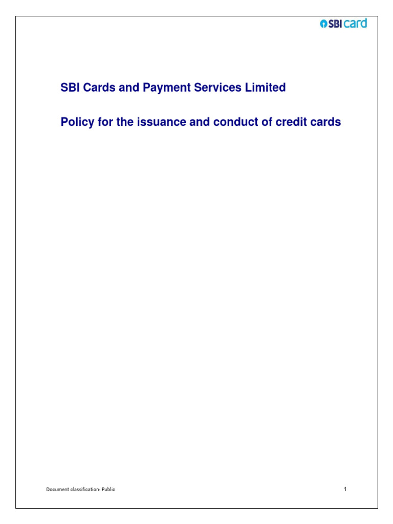 Policy For The Issuance and Conduct of Credit Cards 2023 | PDF