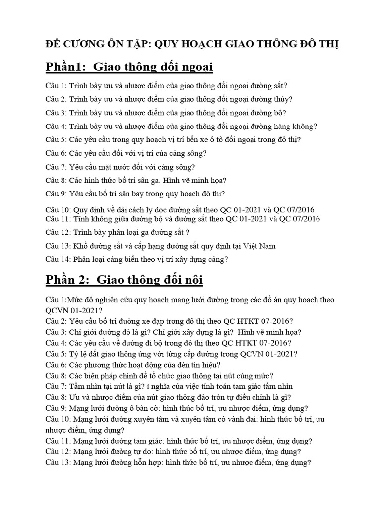 De cuong on thi 1 | PDF