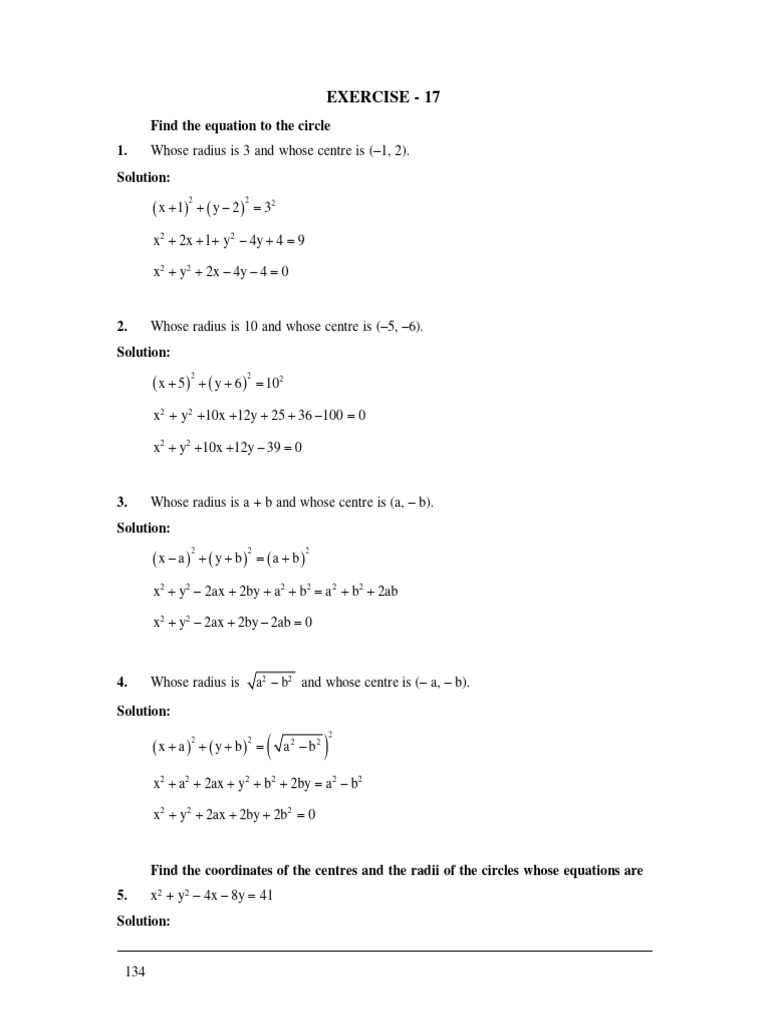 Circle Sheet | PDF | Circle | Equations