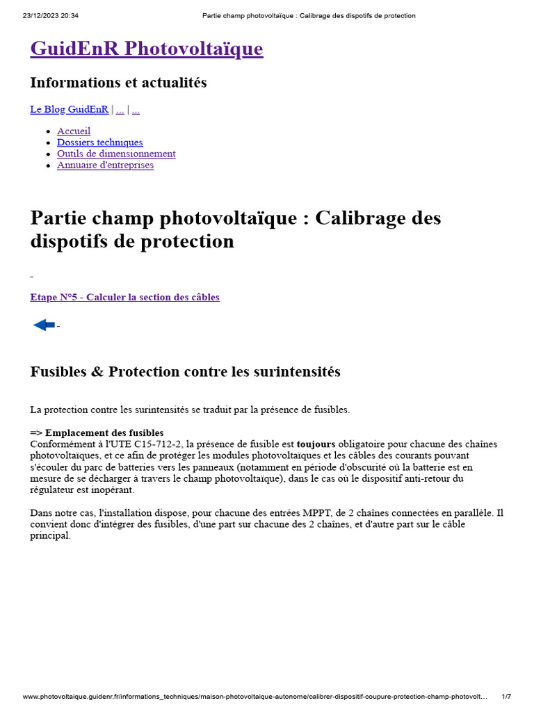 Etape N°6 - Calibrer Les Dispositifs de Coupure Et Protection | PDF