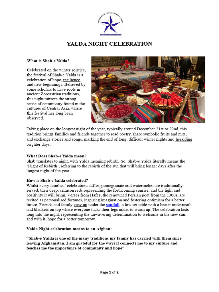 Yalda Night | PDF | December Observances | Observances