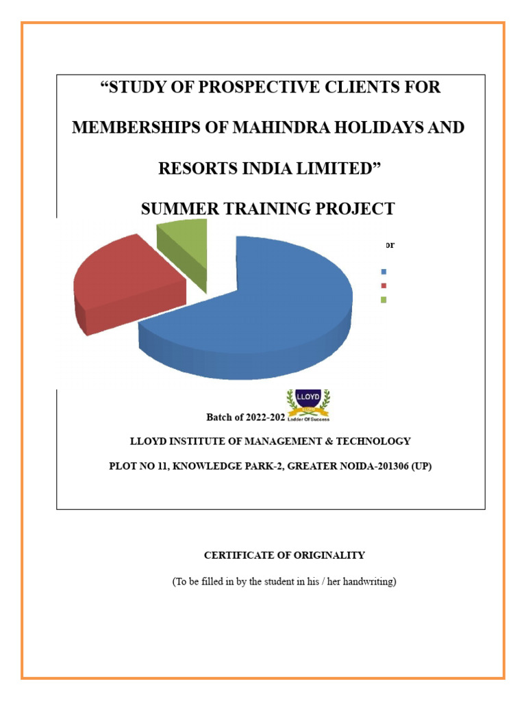 Mahindra Holidays Project | PDF