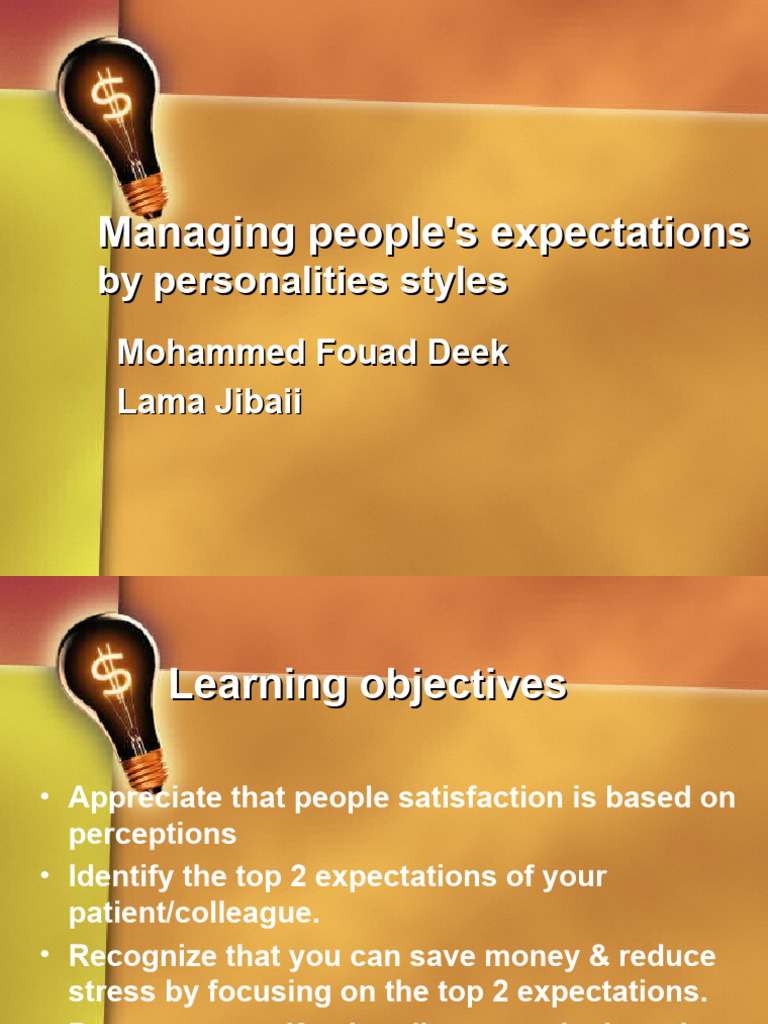 Managing People Expectations by Personalities Styles | PDF