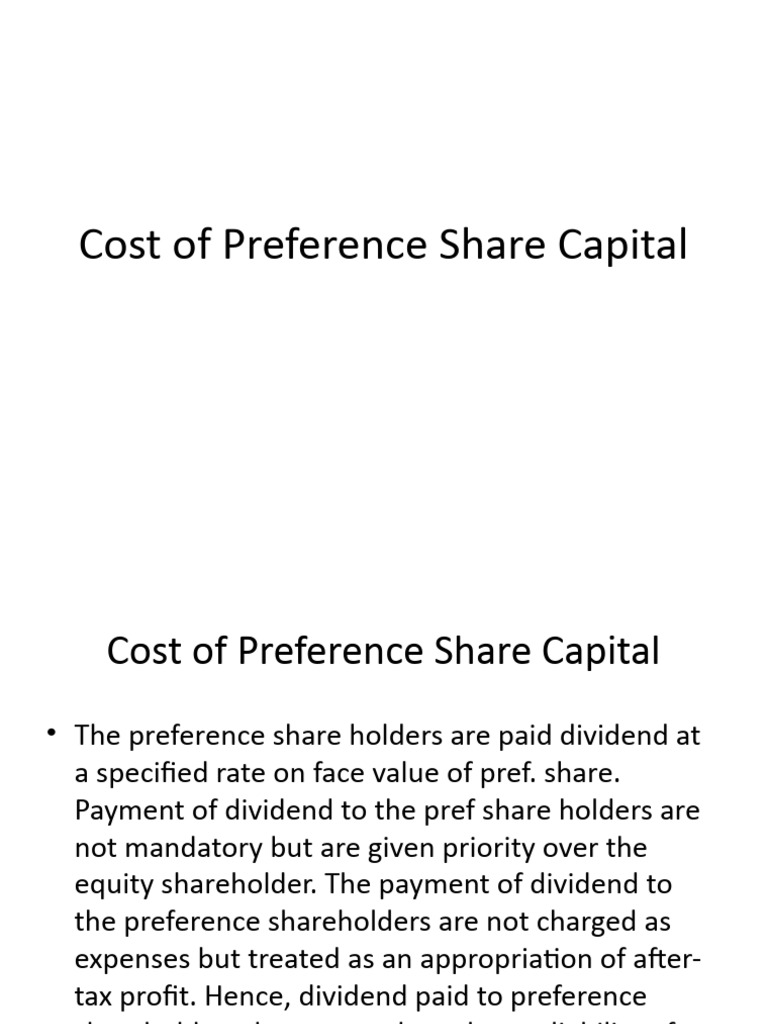 Understanding Preference Share Capital Costs | PDF | Preferred Stock ...
