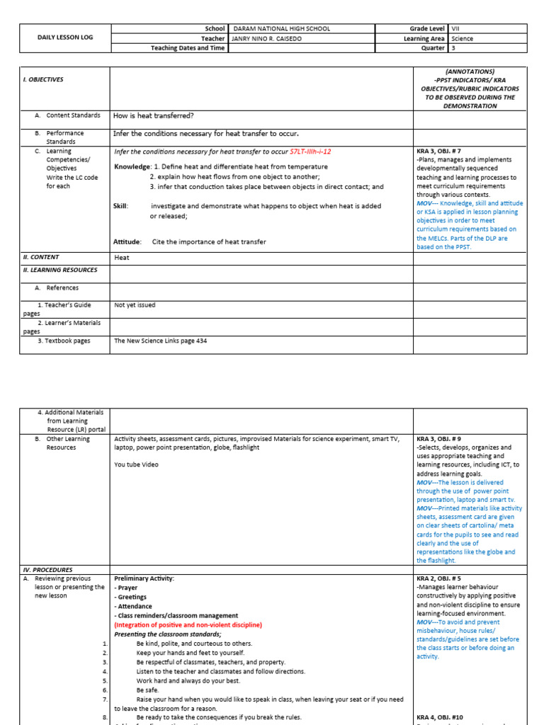Cot DLP Science 7 | Download Free PDF | Heat | Thermal Conduction