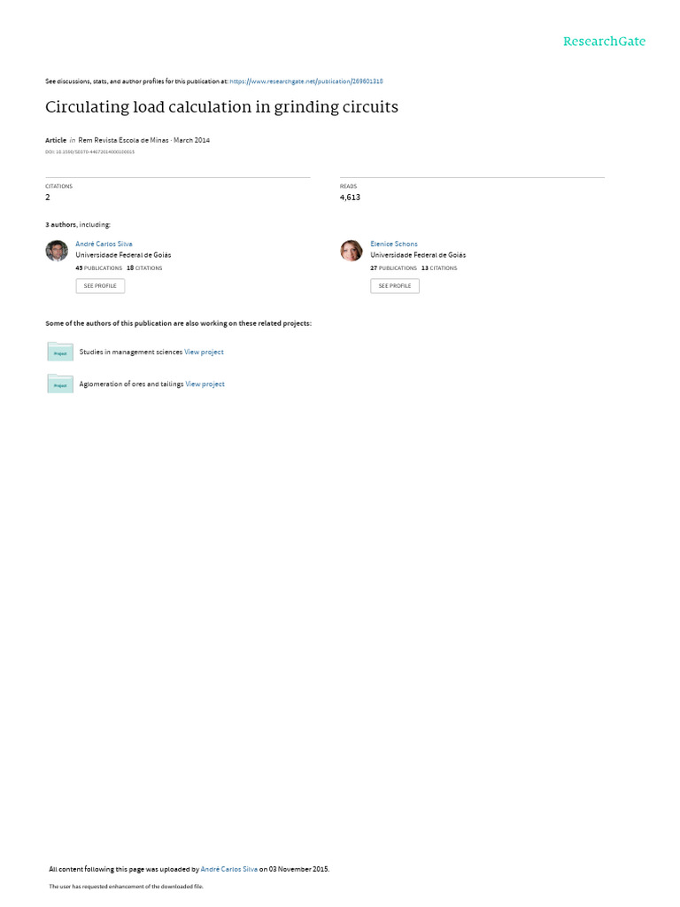 Calculation Circulating Load in Grinding Circuit | PDF