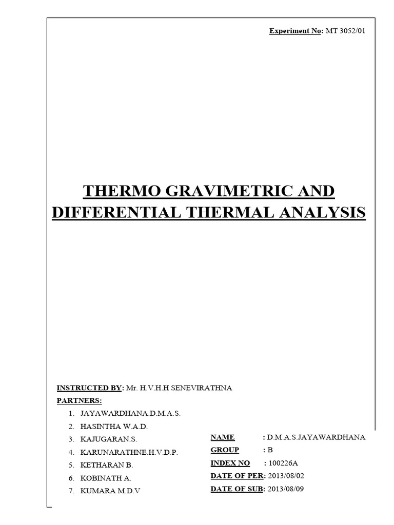 Differential Thermal Analysis | PDF | Physical Sciences | Chemistry