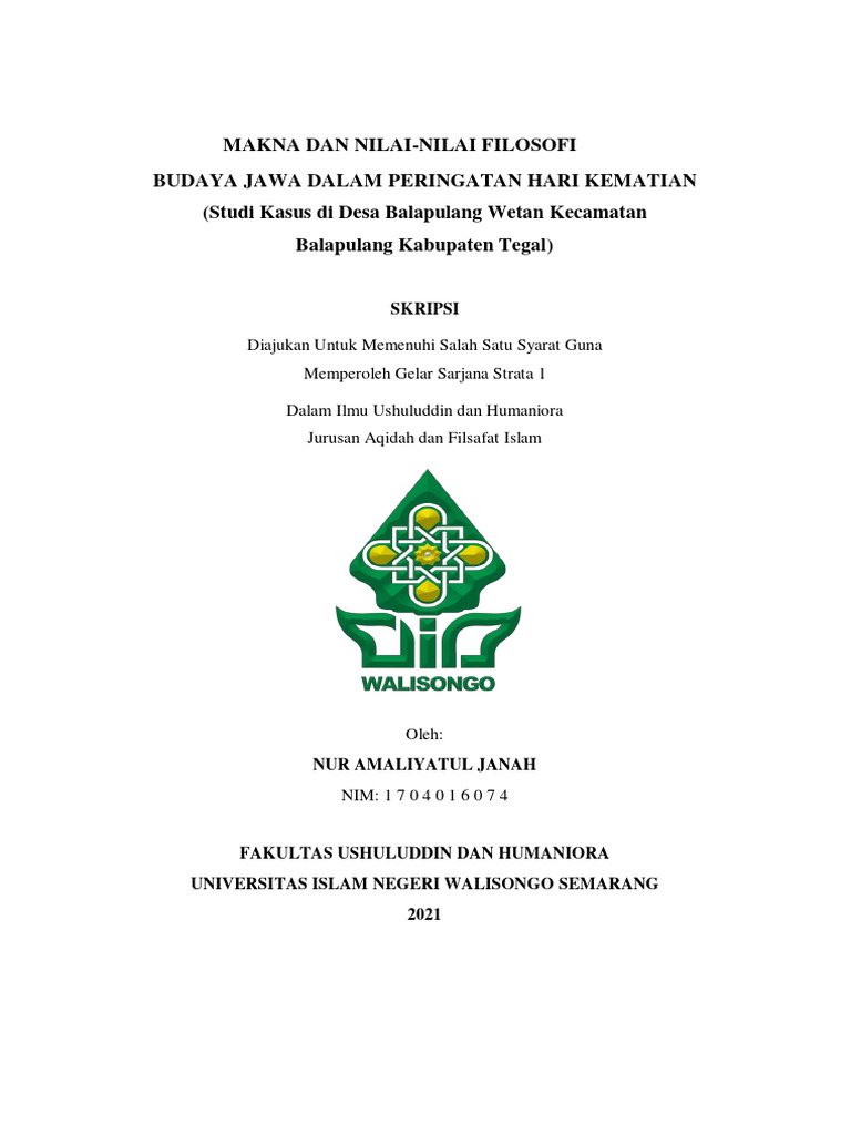 Nur - Amaliyatul - Janah - Full - Skripsi (1) - Nur Amalia | PDF | Ilmu Sosial | Sains & Matematika
