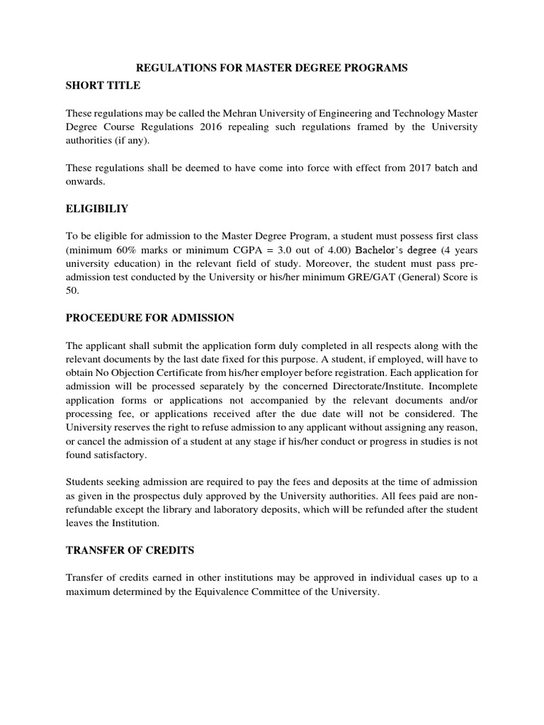 Ms Regulations Muet Pdf Course Credit Thesis