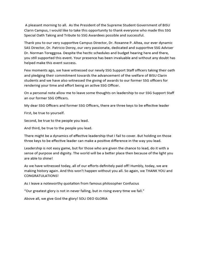 Closing Remarks SSG | PDF