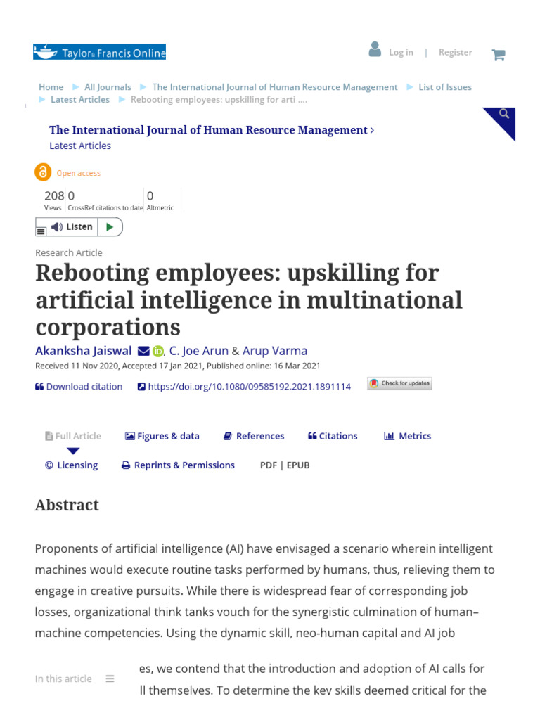 Full Article - Rebooting Employees - Upskilling For Artificial ...