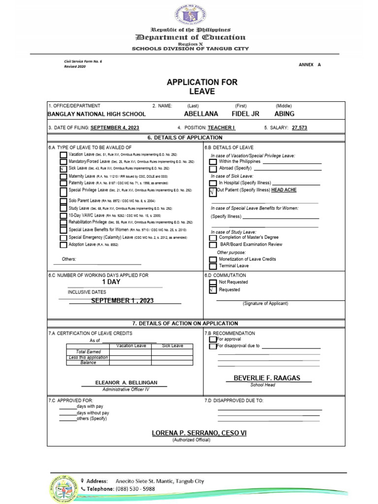 CS-Form-6 | PDF | Parental Leave | Childbirth