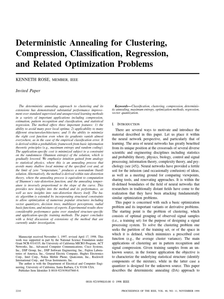 Deterministic Annealing Insights | PDF | Mathematical Optimization | Cluster Analysis