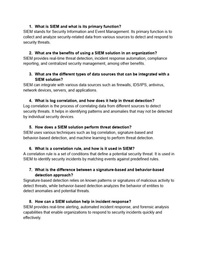 SIEM Interview Questions 1686794636 | PDF | Computers