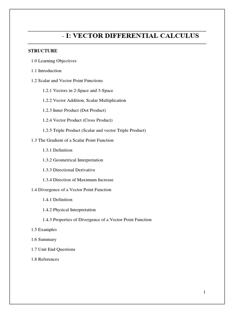 Module - I Vector Differential Calculus | PDF | Euclidean Vector | Gradient Module - I Vector Differential Calculus | PDF | Euclidean Vector | Gradient