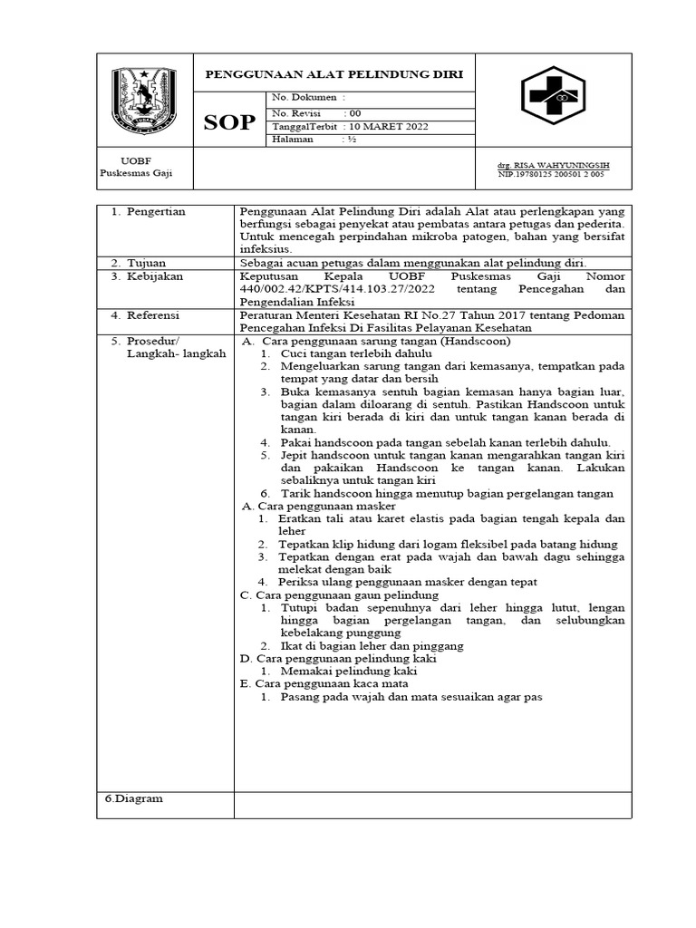 SOP APD Puskesmas Gaji | PDF