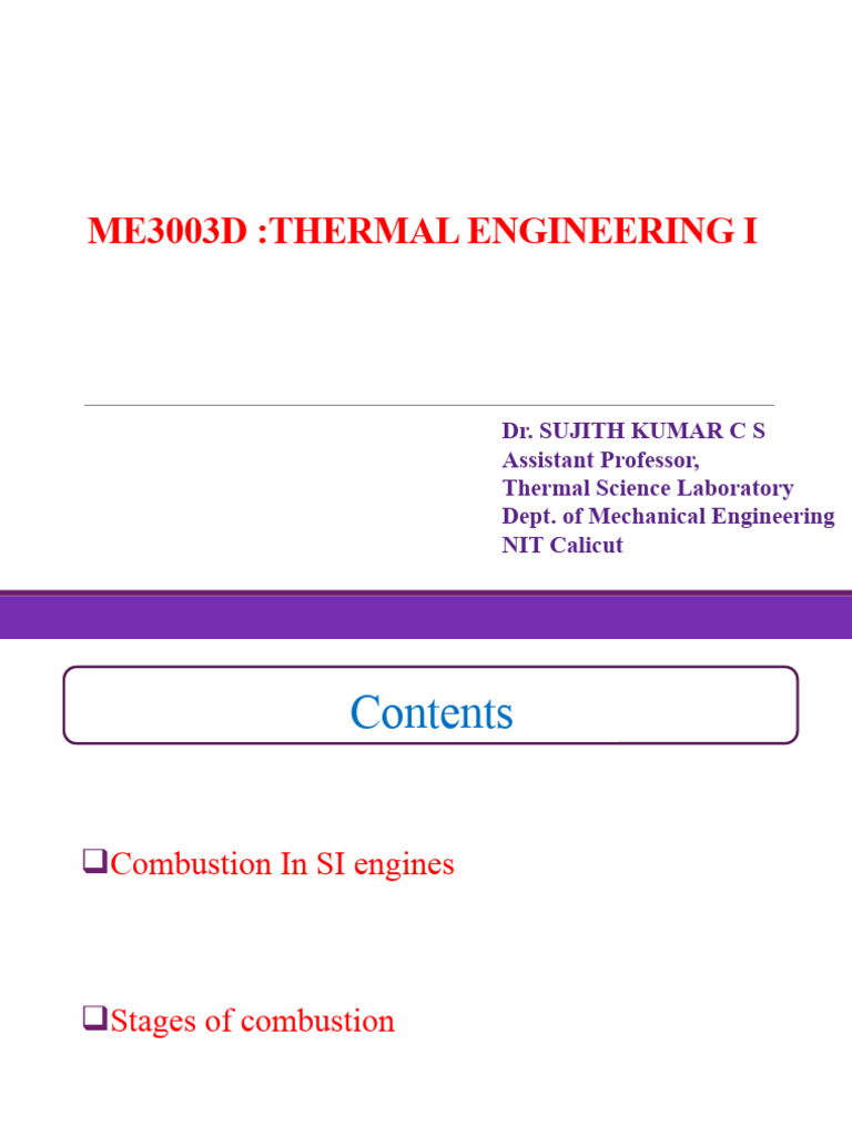 Combustion in SI Engines | PDF | Technology & Engineering